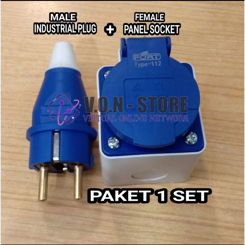 Jual STEKER INDUSTRI MALE + SOKET PANEL FEMALE 16A/250v 2POLE | Shopee ...
