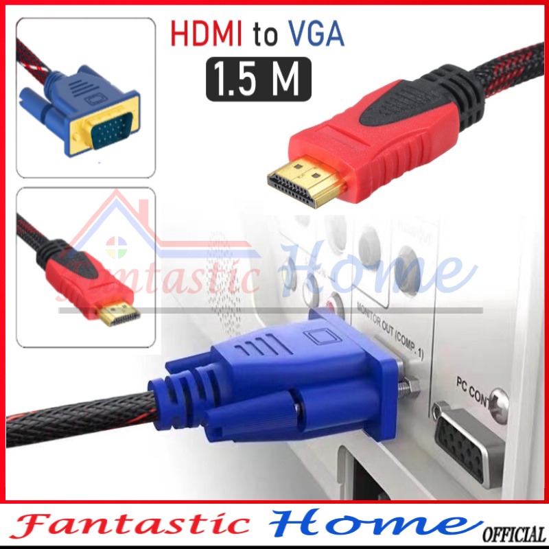 Jual Kabel HDMI TO VGA 1.5M / Kabel HDMI Male TO VGA Male | Shopee ...