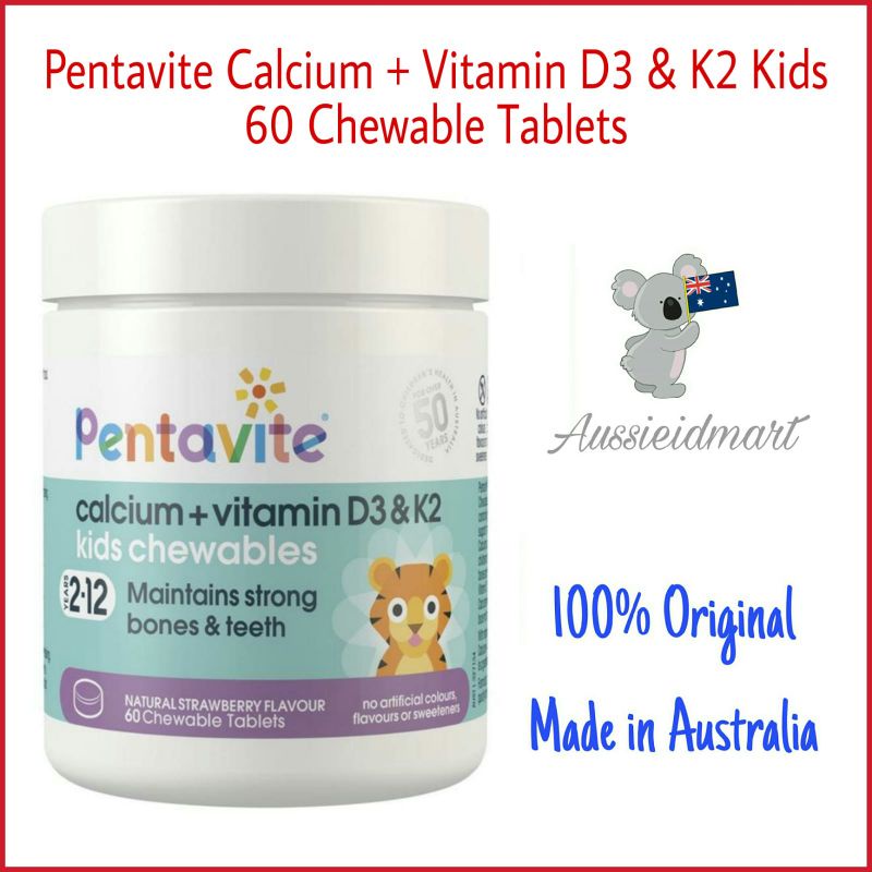 Jual Pentavite Calcium Vitamin D3 K2 Kids 60 Chewable Tablets Vitamin ...