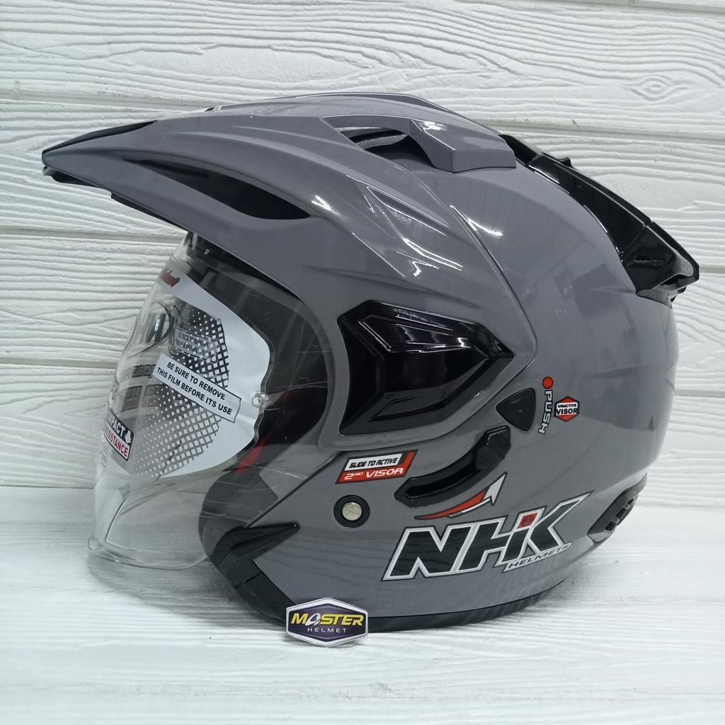 Jual HELM NHK PREDATOR CRYPTON SOLID DIM GREY HELM NHK DOUBLE VISOR ...