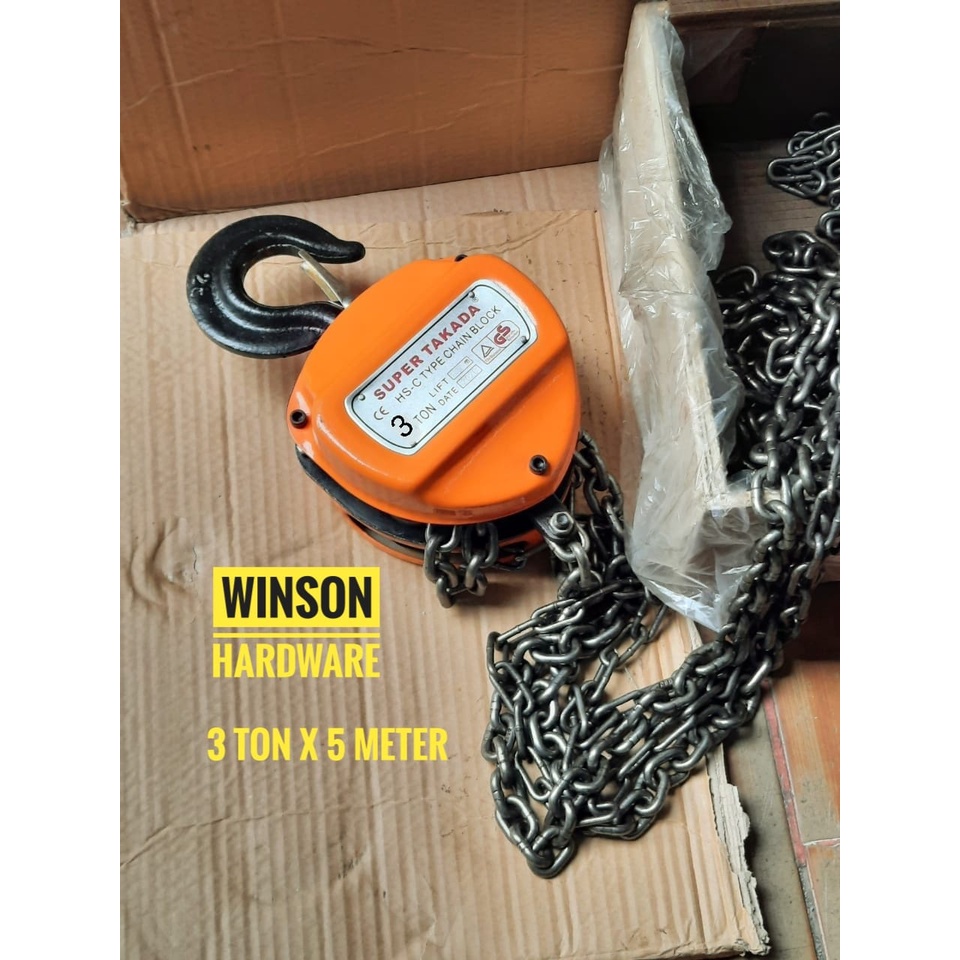 Jual Takel 3 Ton x 5 Meter Super Takada - Chain Block 3T x 5M | Shopee ...
