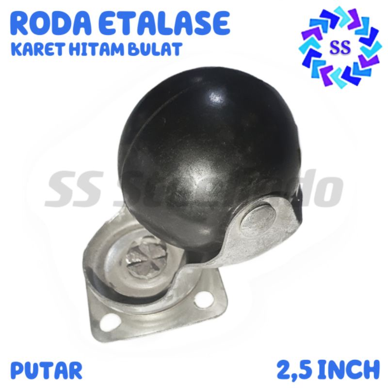 Jual RODA ETALASE-TROLI KARET-HITAM BULAT PUTAR 2,5 INCH (1 SET ISI 4 ...