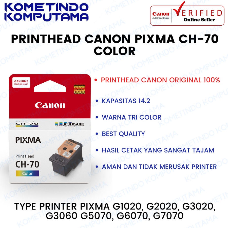 Jual CH70 COLOR PRINTHEAD CANON 100% ORIGINAL WARNA G1020 G2020 G3020 ...