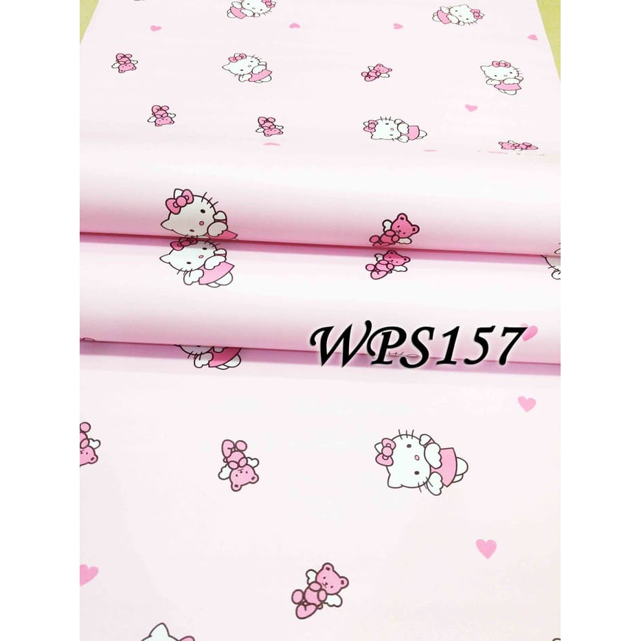 Jual WALLPAPER STICKER 45CMX5M- WPS157-HELLO KITTY N LOVELY BEAR | Shopee Indonesia