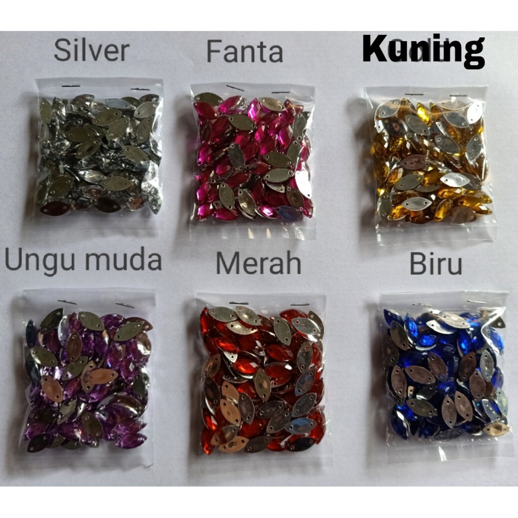 Jual MANIK MANIK/ PAYET/ MOTE JAHIT DIAMON SIVIT UK 7X15mm @10gr ...