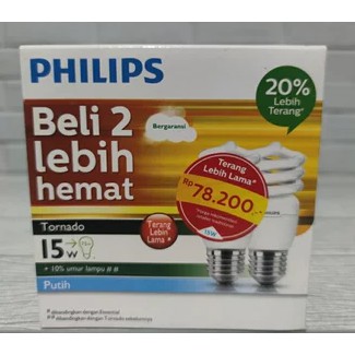 Jual [ISI 2] PHILIPS TORNADO 15W CDL PUTIH LAMPU SPIRAL 15 WATT | Shopee Indonesia