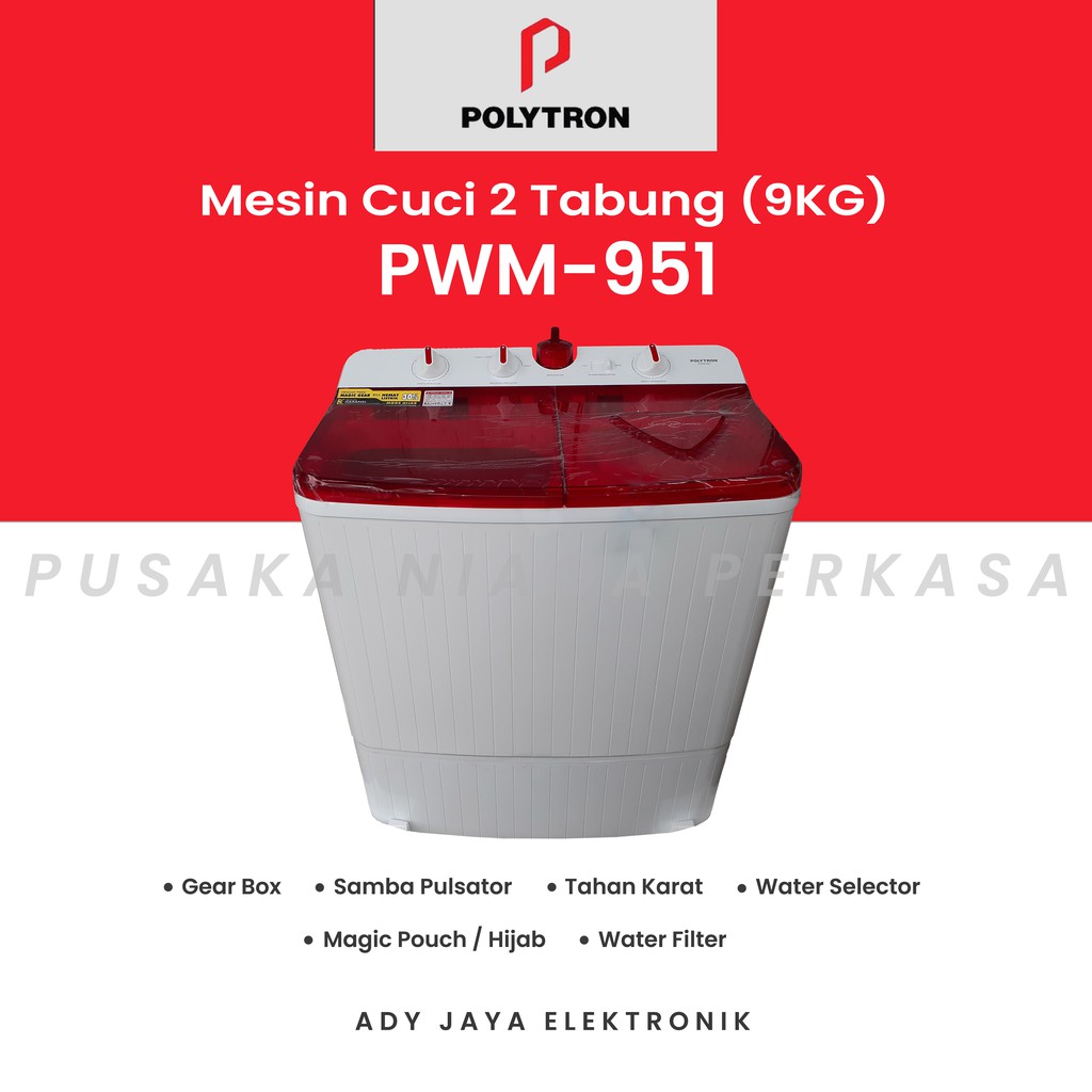 Jual MESIN CUCI POLYTRON 2 TABUNG PWM-951 ( 9.5kg ) | Shopee Indonesia