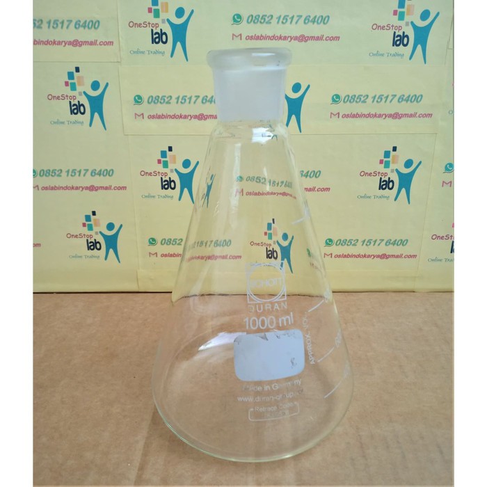 Jual DURAN Erlenmeyer glass 1000 ML NS 29/32 Labu erlenmeyer leher asah 1 L | Shopee Indonesia