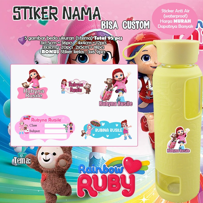 Jual 95pcs stiker / sticker nama anak waterpropf/stiker nama anak lucu ...