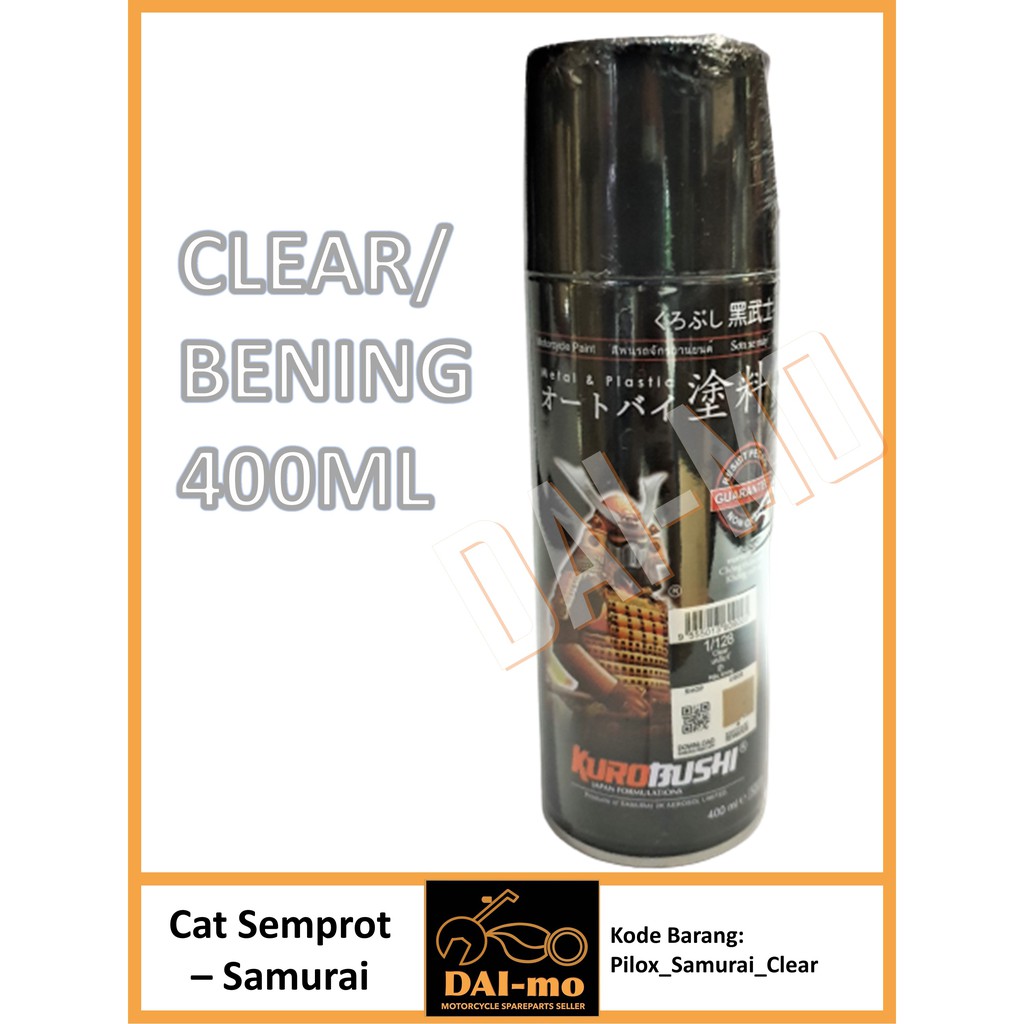 Jual Pilok Samurai Clear/ Pilox Samurai Paint Clear 400 ml/ Cat Semprot ...