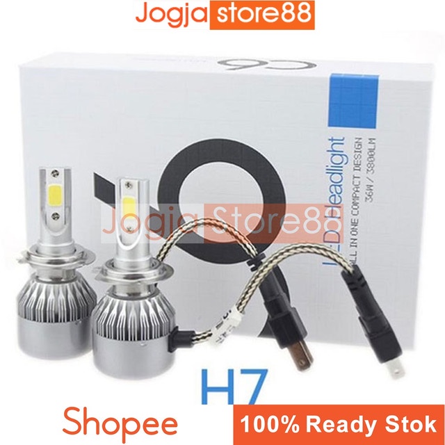 Jual Lampu Depan Mobil | Mudah Dipasang Super Terang LED H7 COB 2 PCS - White | Shopee Indonesia