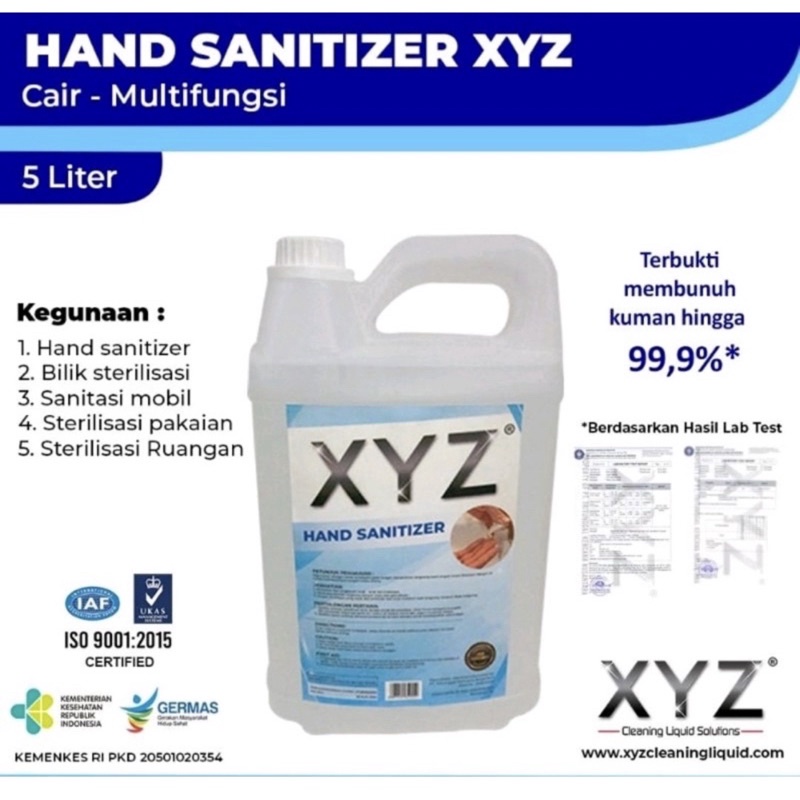 Jual XYZ DISINFEKTAN XYZ HAND SANITIZER 5L | Shopee Indonesia