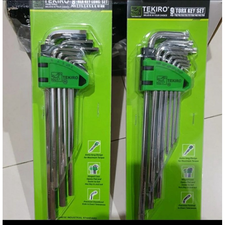 Jual TEKIRO PAKET KUNCI L PANJANG 8 PCS DAN KUNCI L BINTANG PANJANG 9 PCS TEKIRO | Shopee Indonesia