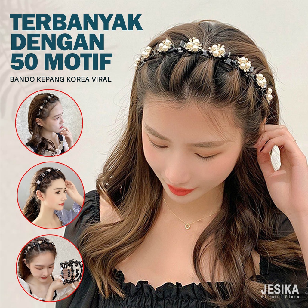 Jual Bando kepang korea jepit rambut multi layer aklirik plastik ...