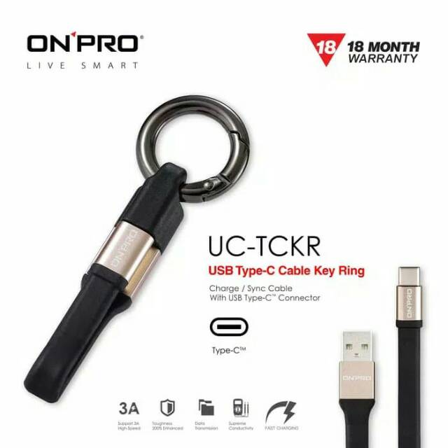 Jual ONPRO Key Ring UC-TCKR Kabel Charge Type C ORIGINAL | Shopee Indonesia