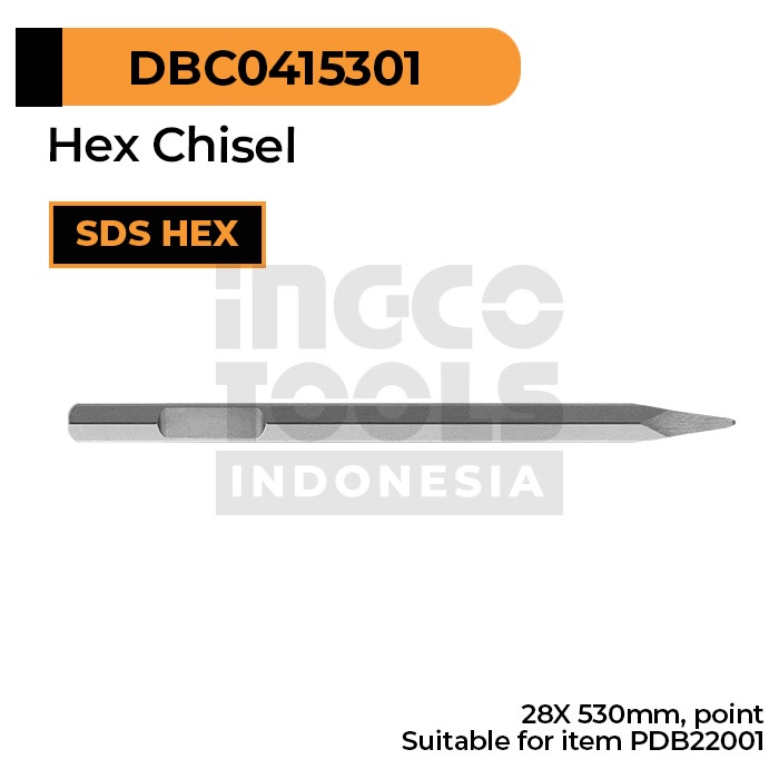 Jual SDS-Hex Chisel Point (28 mm) INGCO DBC0415301 - Mata Bor Bobok ...