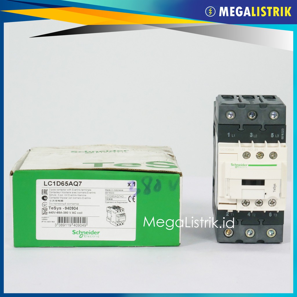 Jual SCHNEIDER KONTAKTOR LC1D65 380V / CONTACTOR TESYS D LC1D65AQ7 ...