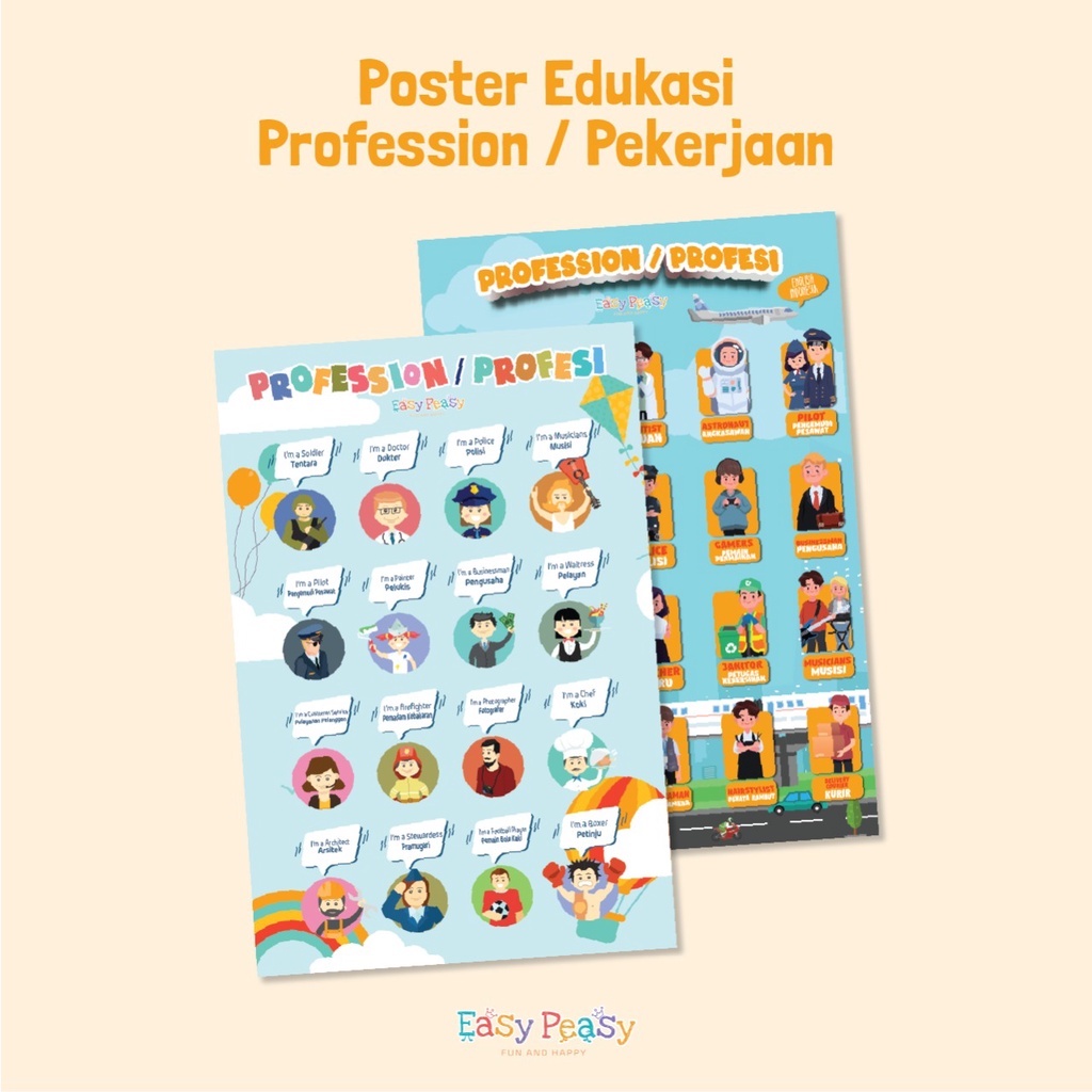 Jual Easy Peasy - Poster Edukasi Anak Profession - Poster Profesi ...