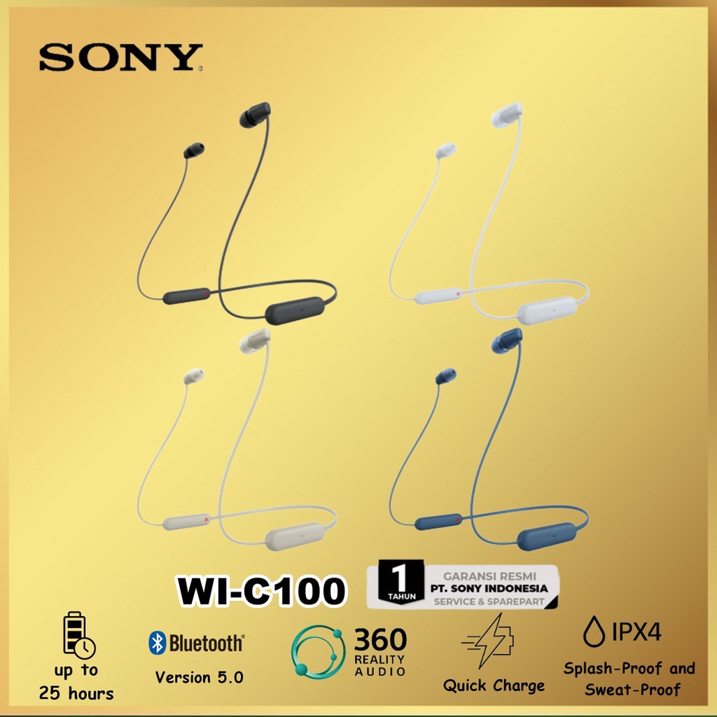 Jual Sony WI-C100 Wireless In Ear Sport Earphones Headphones WIC100 ...