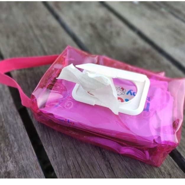 Jual tempat tisu 3 in 1 bahan mika transparan warna pink tisu basah ...