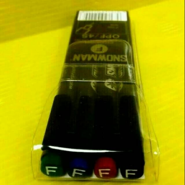 Jual Spidol Pena Snowman Permanent Marker OHP 4 set warna | Shopee ...
