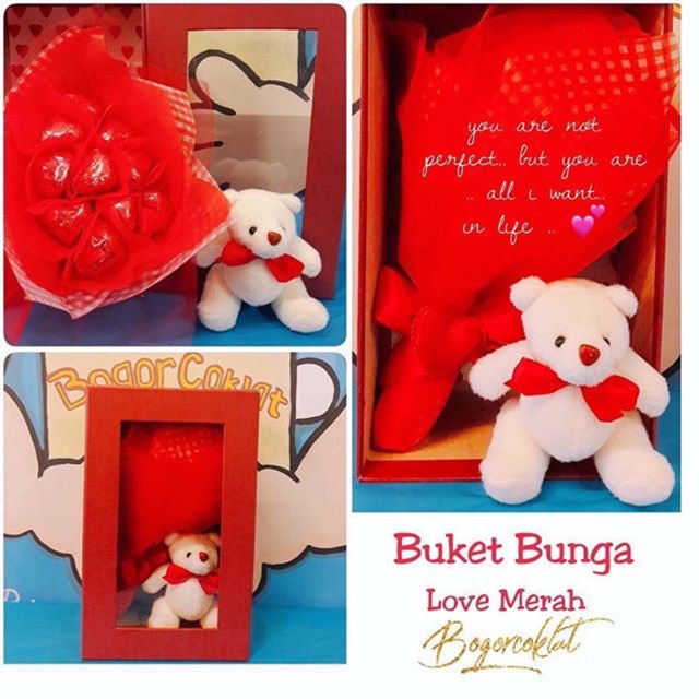 Jual Buket Bunga Coklat Love | Shopee Indonesia