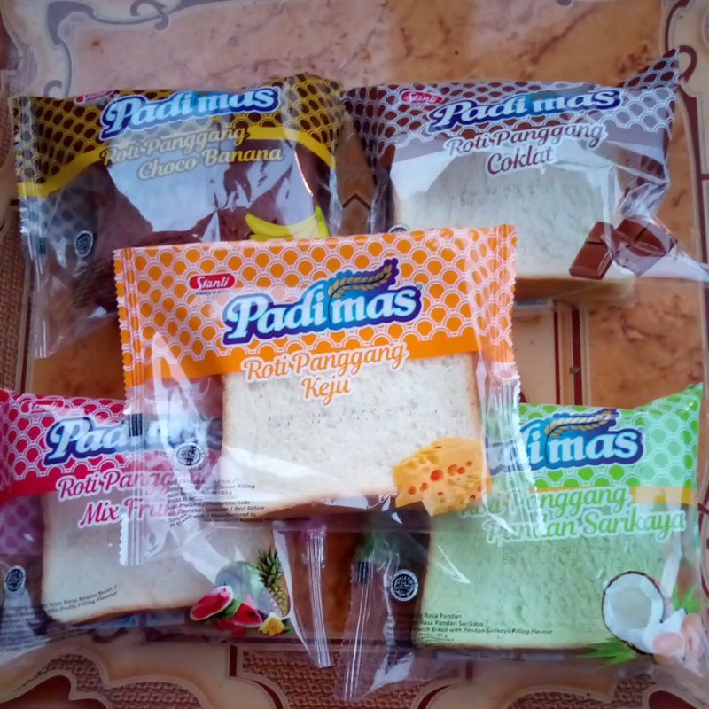 Jual PADIMAS Roti Panggang PADI MAS 65g Viral Lembut Lumer Varian Rasa ...