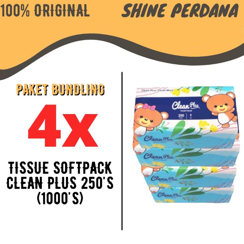 Jual Paket Bundling 4 Pack Tissue Tisu Softpack Clean Plus 250s (Setara ...