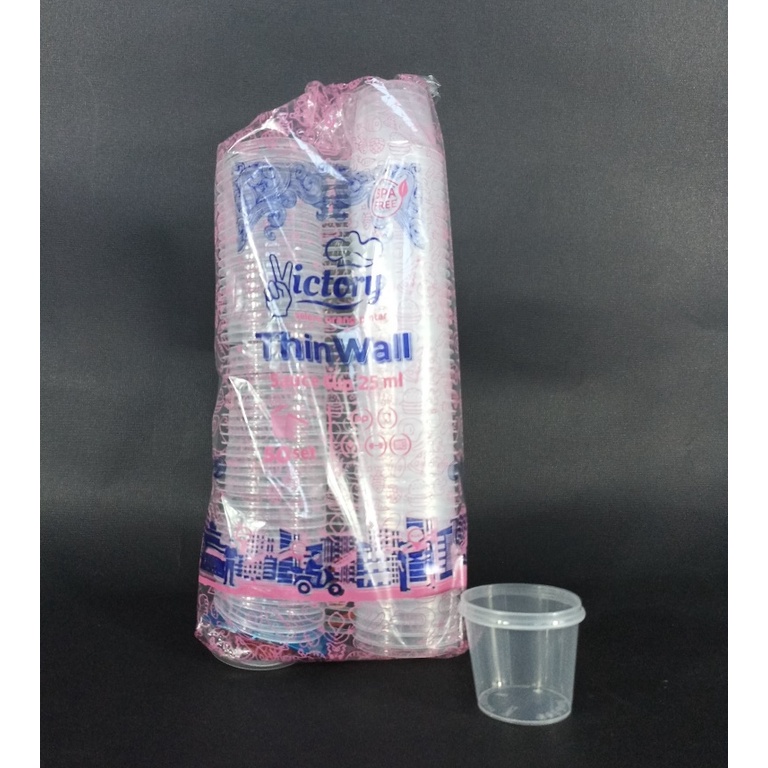 Jual Food Container Box Thinwall Sauce Cup 25ml merek victory isi 50pcs ...