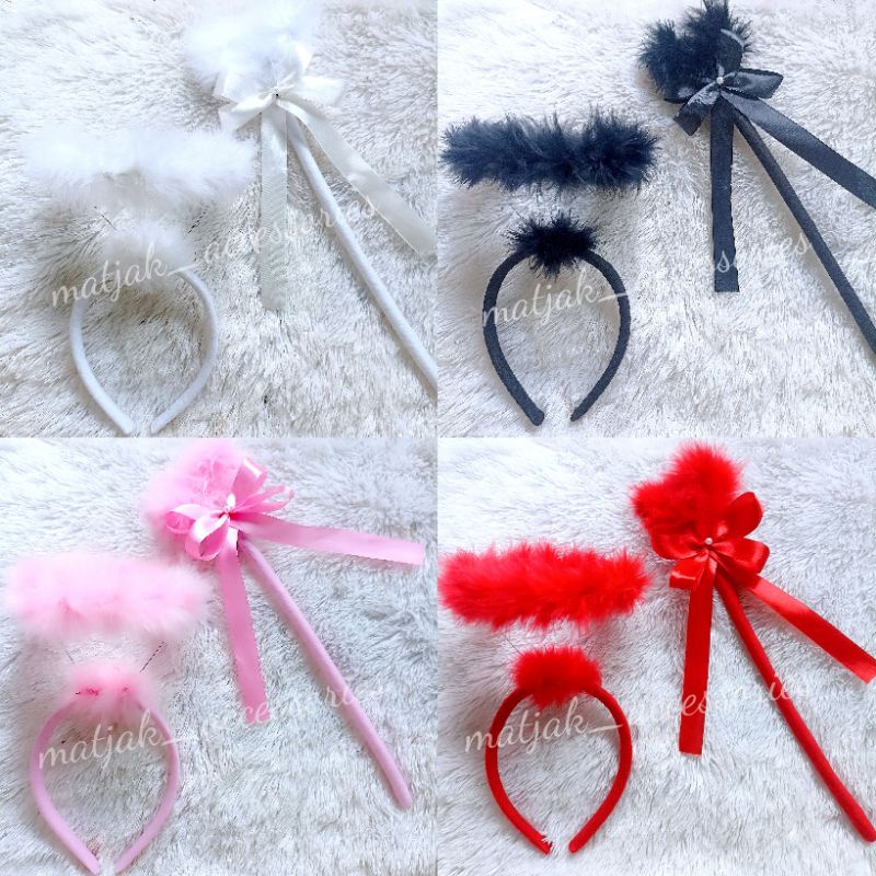 Jual Halloween Bando Angel Tongkat Angel Peri Putih Hitam Pink Merah ...