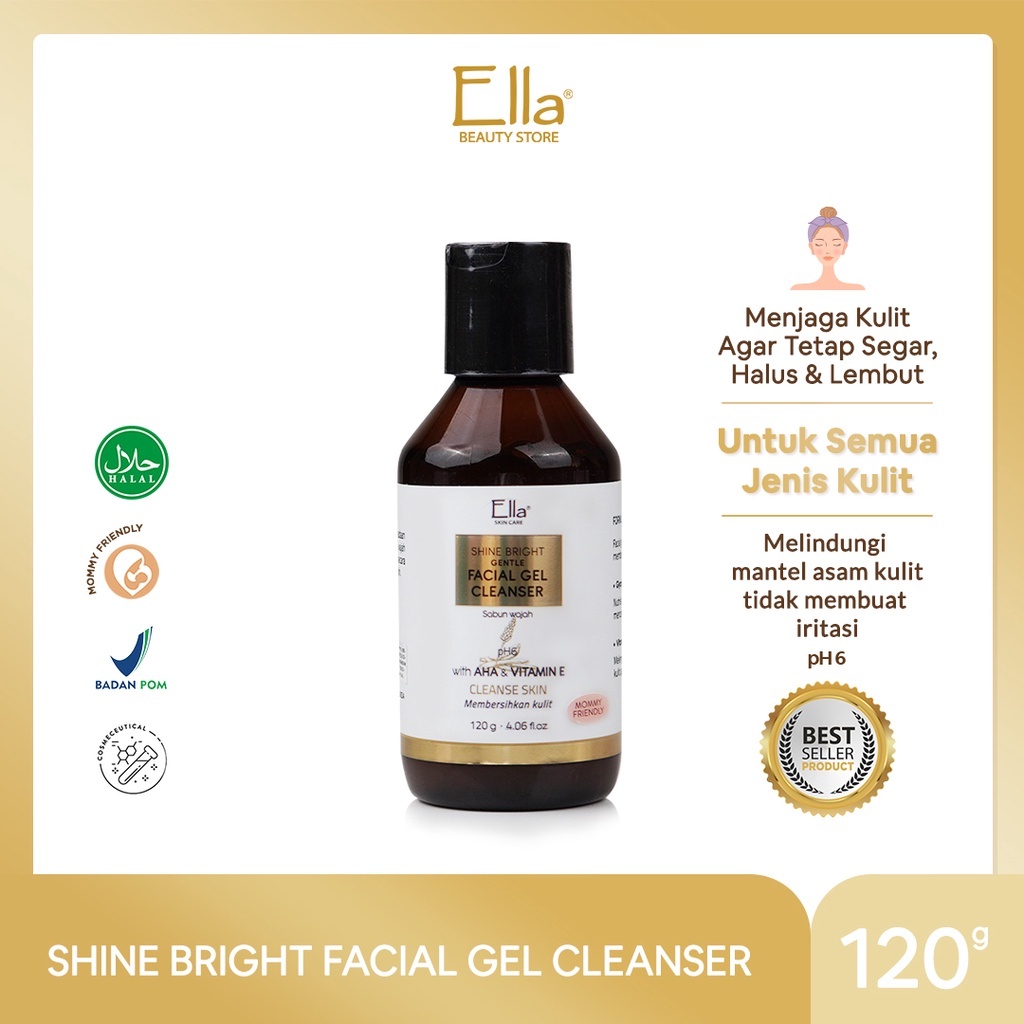 Jual ELLA SKINCARE SHINE BRIGHT FACIAL GEL CLEANSER WITH GLYCOLIC ACID ...