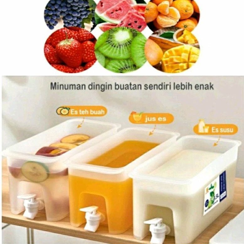 Jual Dispenser Kulkas Tempat Penyimpanan Air Es Jus Serbaguna 3.5 Liter ...