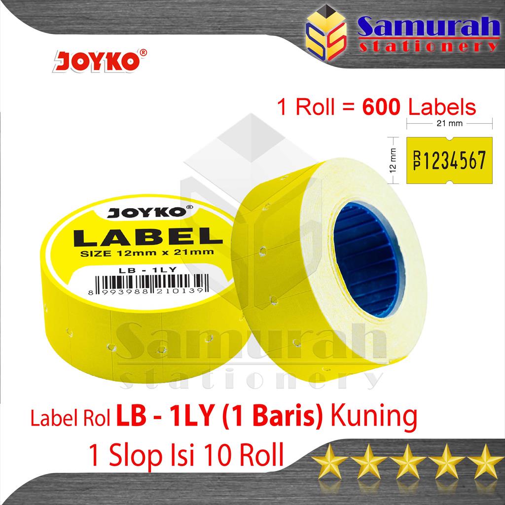 Jual Kertas Label Rol 1Baris Joyko LB-1LY Kuning Per Slop Isi 10 Rol ...