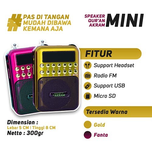 Jual Al-Akram Mini / Speaker AlQur'an Al Akram 30 juz / Al Akram Mini ...