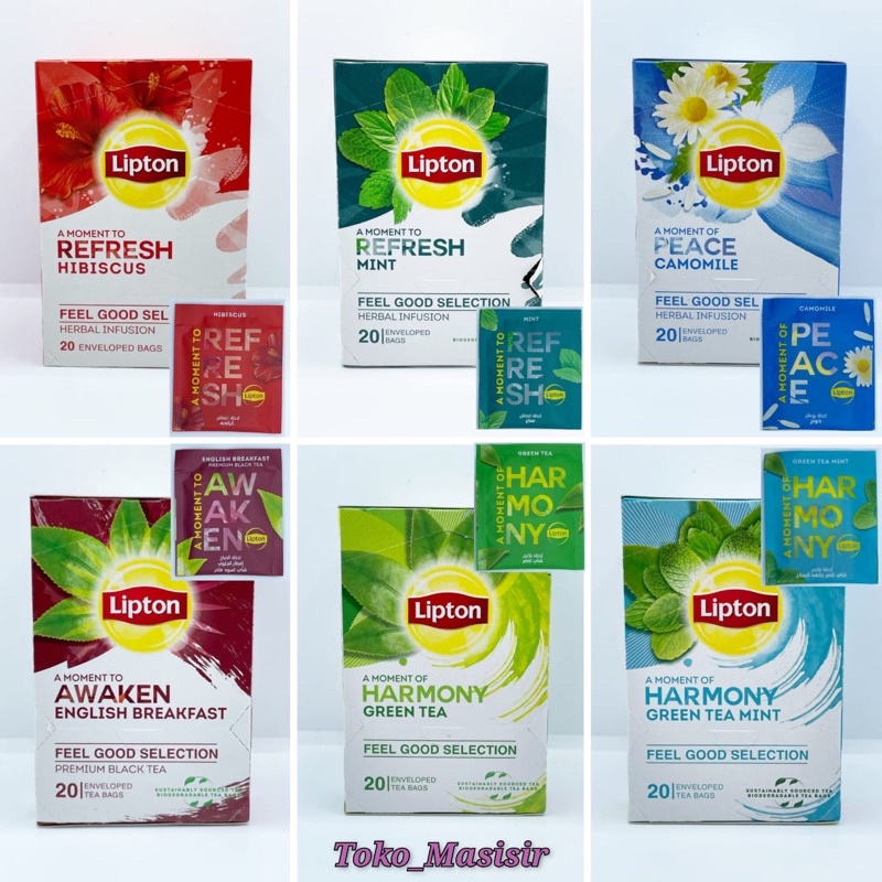 Jual Lipton Tea Sachet 6 Varian - English Breakfast Harmony Green Tea ...