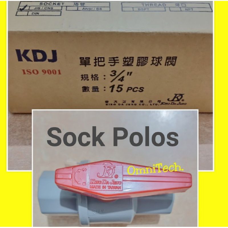 Jual Stop Kran Ball Valve PVC Sok Socket Drat KDJ 3/4" Inch Made in ...