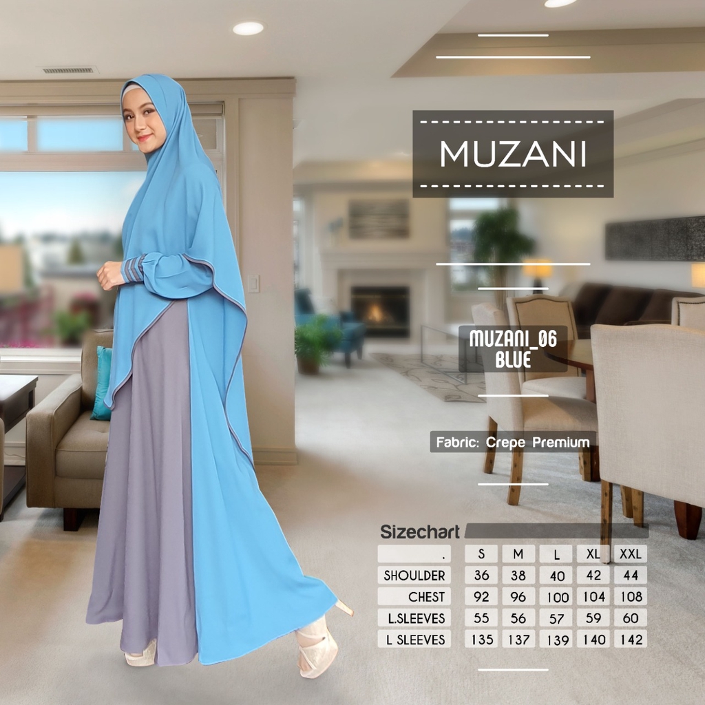 Jual GAMIS MUZANI 06 BIRU ( gamis + khimar ) | Shopee Indonesia