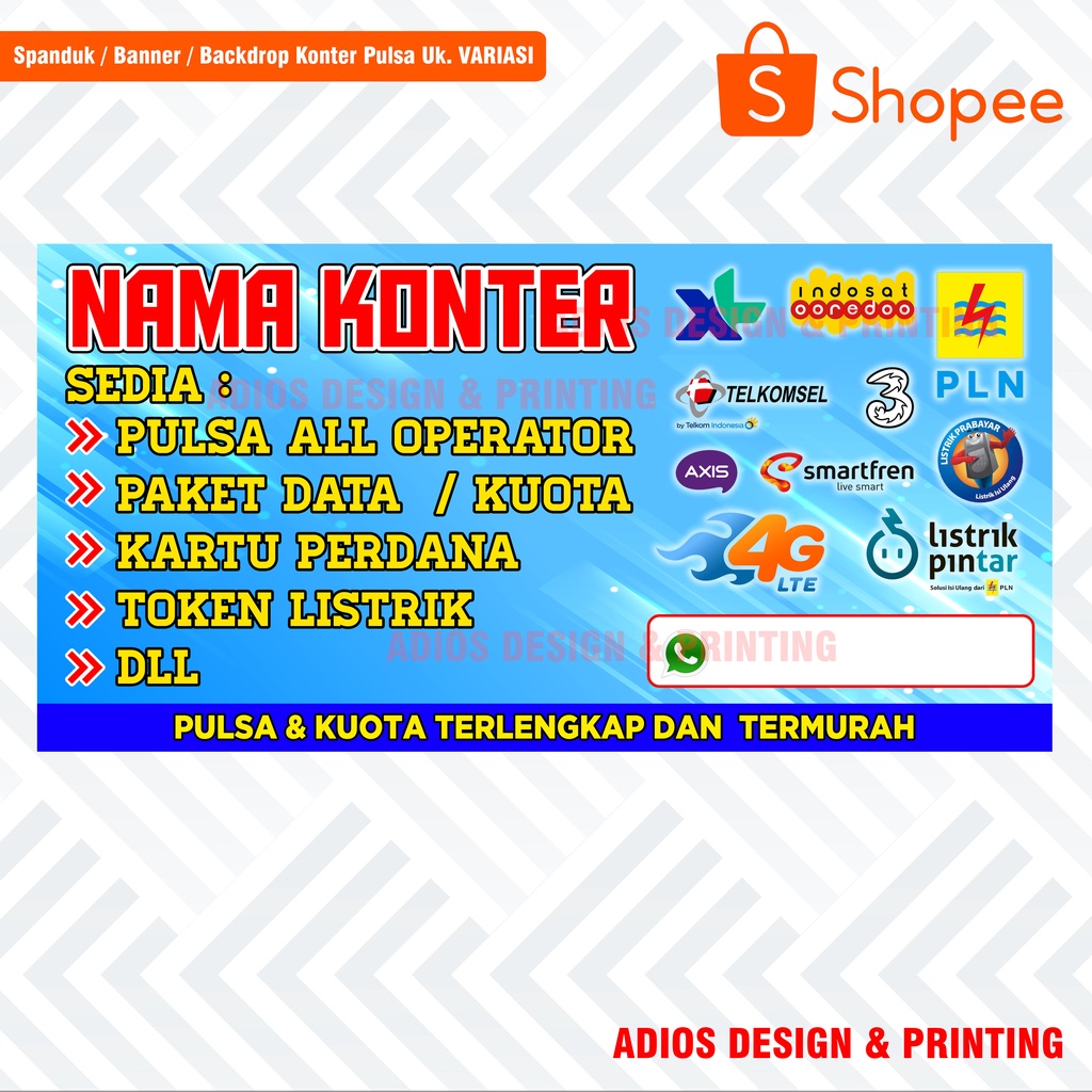 Jual Spanduk Banner Konter Pulsa / Celluler - Spanduk Pulsa 250x100 | Shopee Indonesia