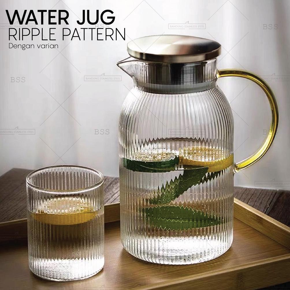 Jual Water Jug Glass Ripple Teko Kaca Pitcher Air Minum Borosilicate ...