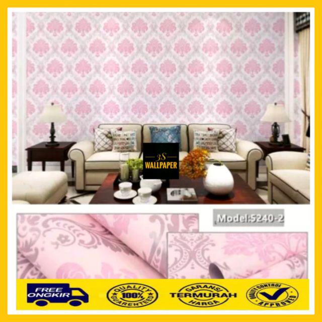 Jual Wallpaper Dinding Ruang Tamu Salur Polkadot Hijau Pink Bata Hk Wallpaper Wallpaper Sticker ...