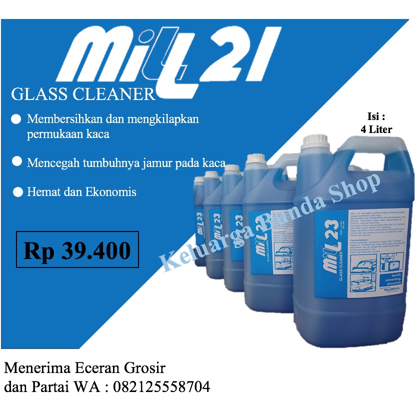 Jual Pembersih Kaca/Glass Cleaner Mill 23 4L | Shopee Indonesia