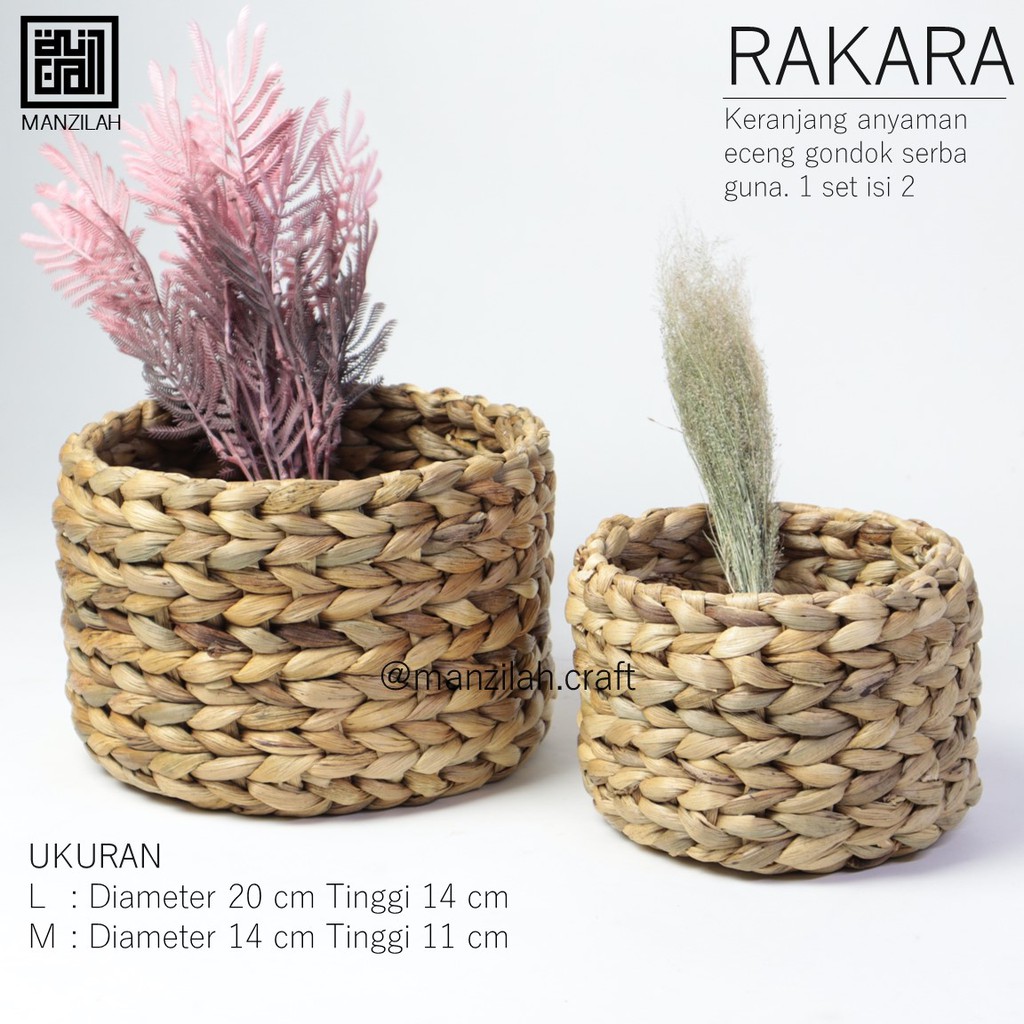 Jual Keranjang Anyaman Eceng Gondok Set 2 SSE-005 | RAKARA | Shopee ...