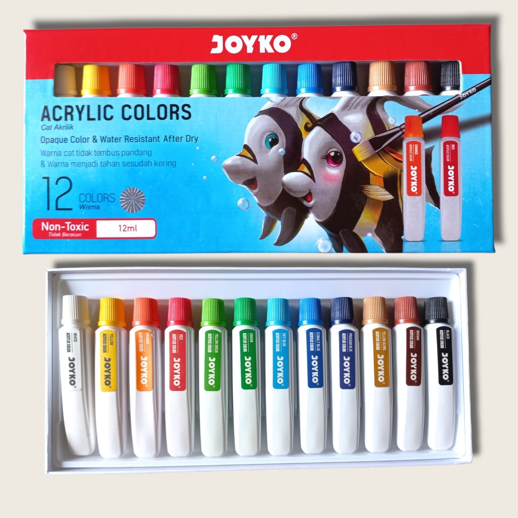 Jual CAT ACRYLIC TITI I JOYKO 12 COLOR X 12 ML | Shopee Indonesia