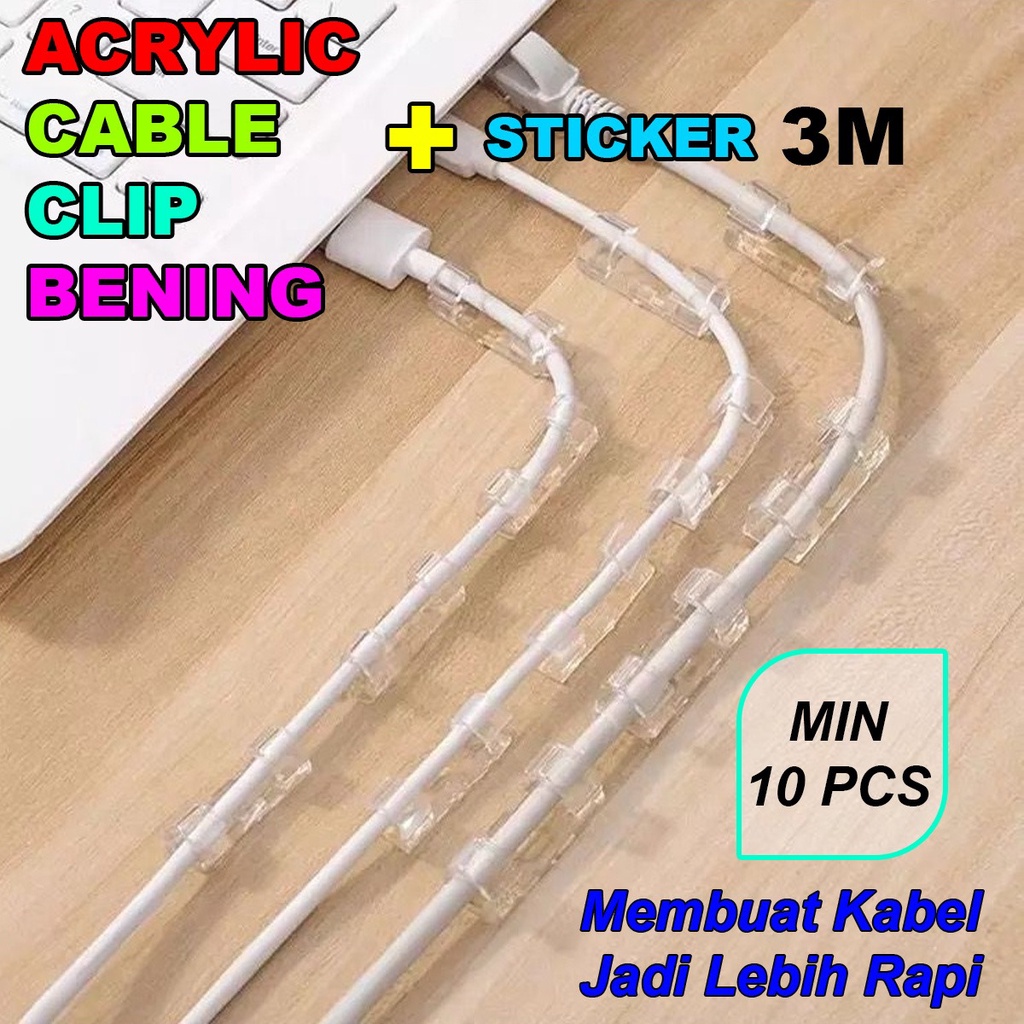 Jual Klip Kabel Bening Penjepit Ikat Klem - Acrylic Cable Clip ...
