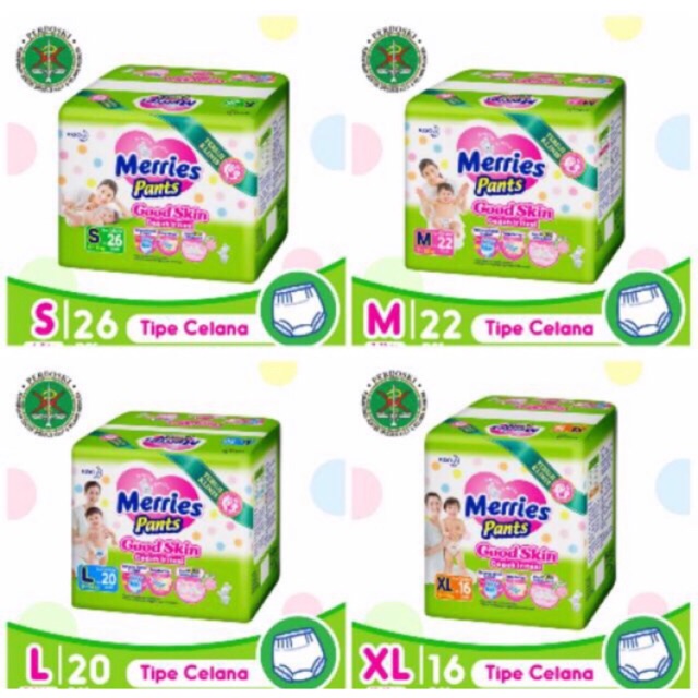 Jual Merries Popok Pants Good Skin S26/M22/L20/XL16 | Shopee Indonesia