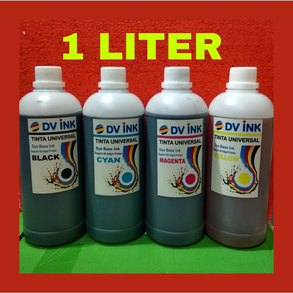 Jual tinta refill universal dye 1 liter black warna canon epson hp ...