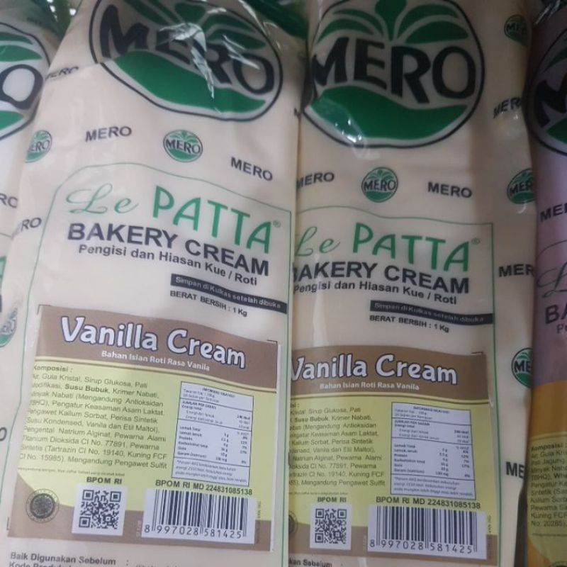 Jual mero lepatta bakery cream rasa vanilla cream(pengisi dan hiasan ...