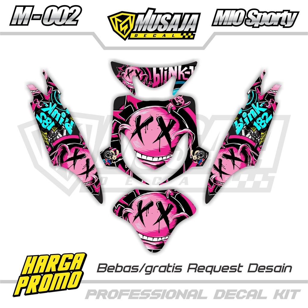 Jual Decal stiker mio sporty full body hitam pink | Shopee Indonesia