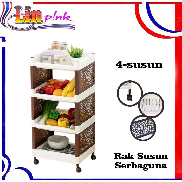 Jual LP Rak Plastik 4 Susun Dengan Roda / Rak Yoyo / Rak 4 Tingkat ...