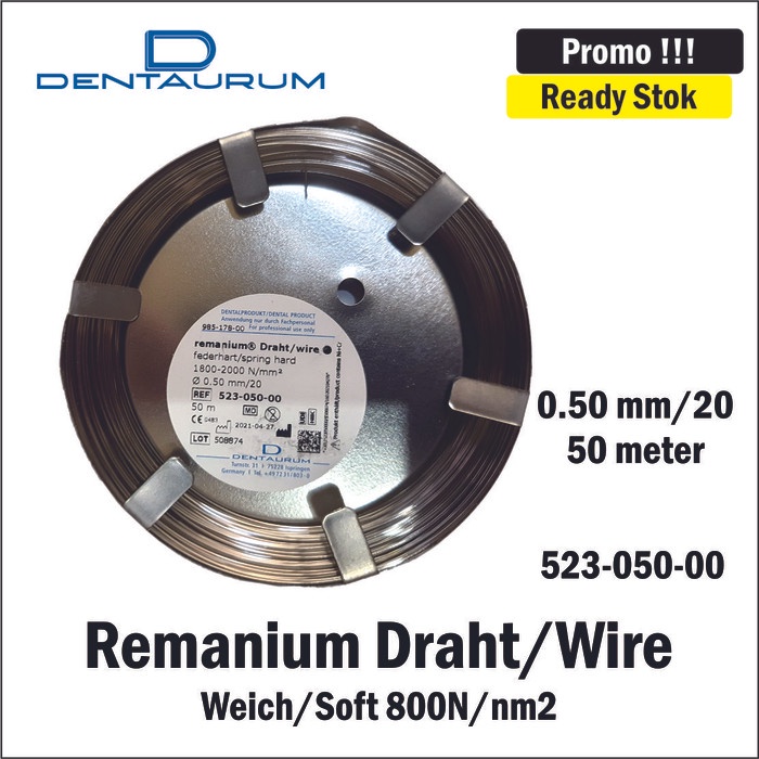 Jual Kawat Gigi Klamer / Remanium wire Dentaurum 523-050-00 0.50 mm 50 ...